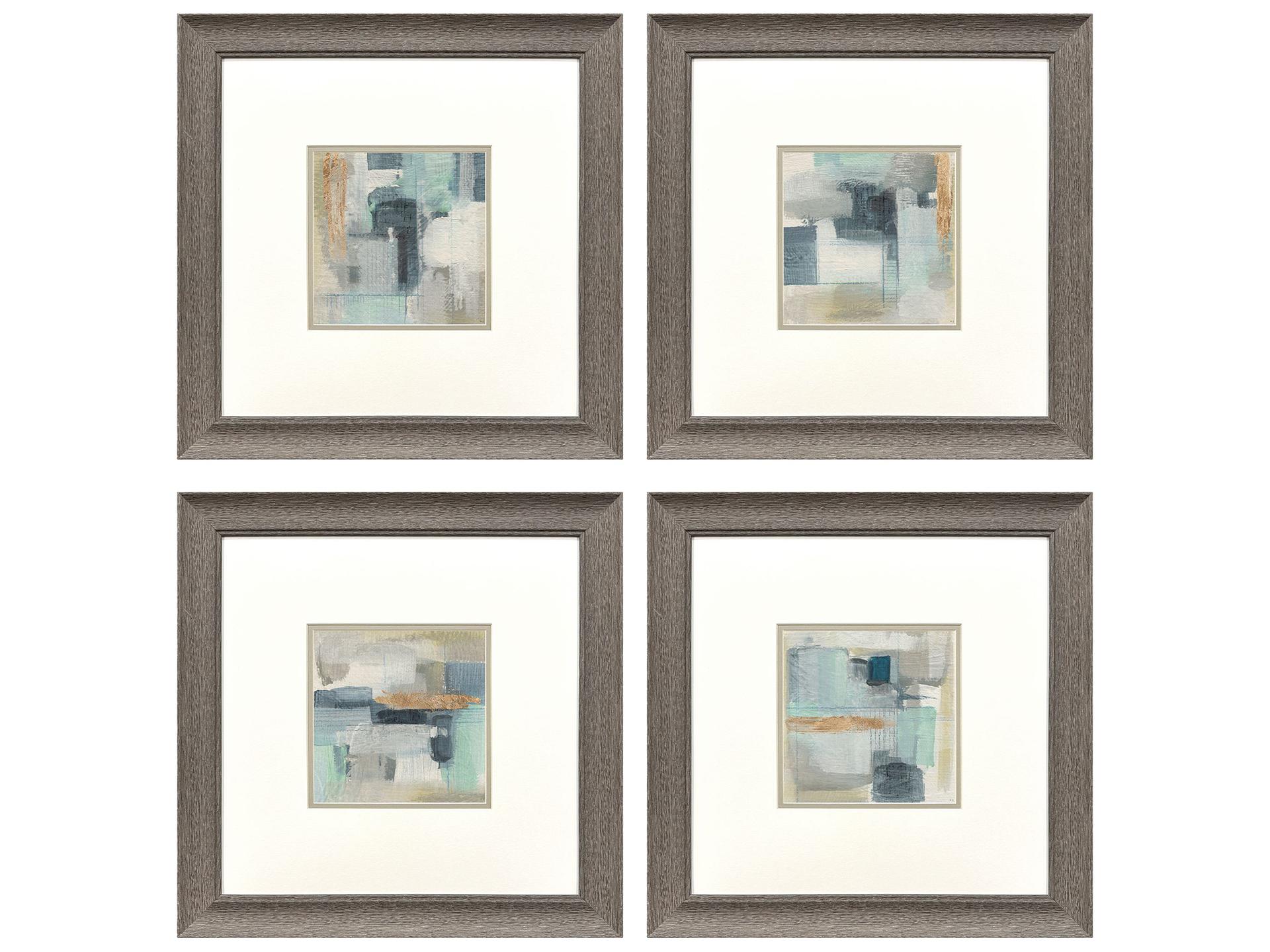 Paragon Fern Brook Morning 4-Piece Framed Art Set — Abstract Blue Gray ...