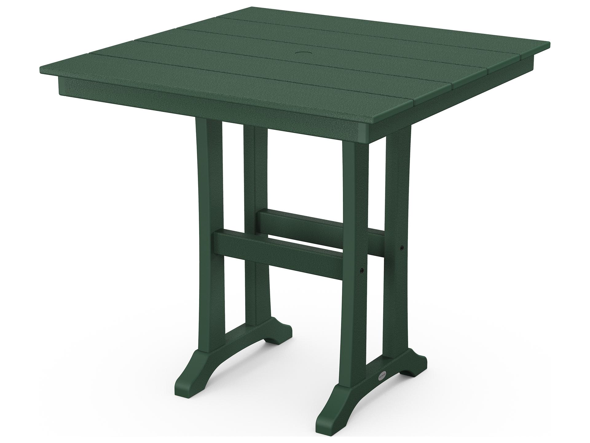 POLYWOOD Farmhouse Trestle 37-Inch Square Dining Table — All-Weather ...