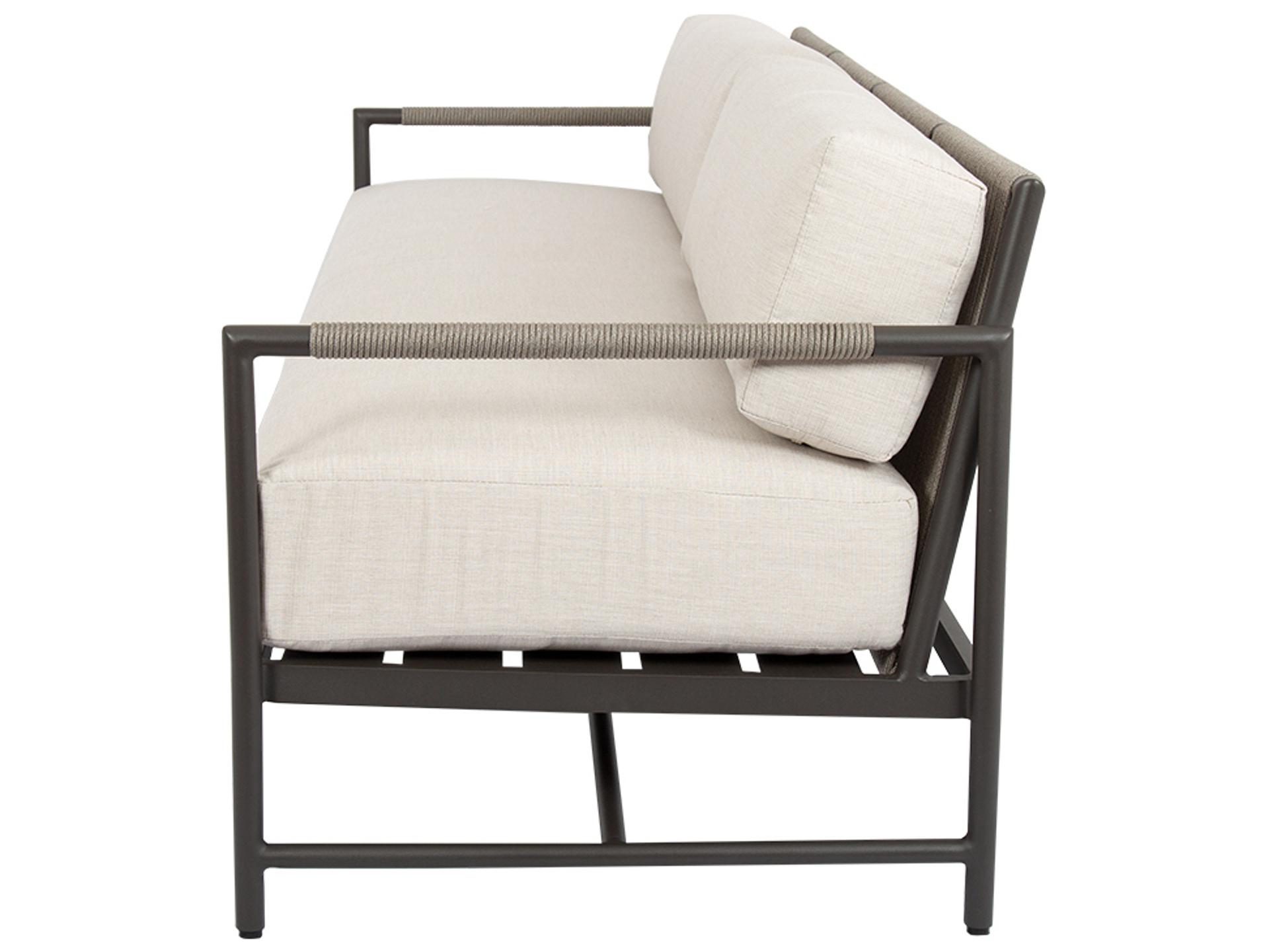 Sunset West Pietra 3-Seat Aluminum Outdoor Sofa — Echo Ash Sunbrella ...