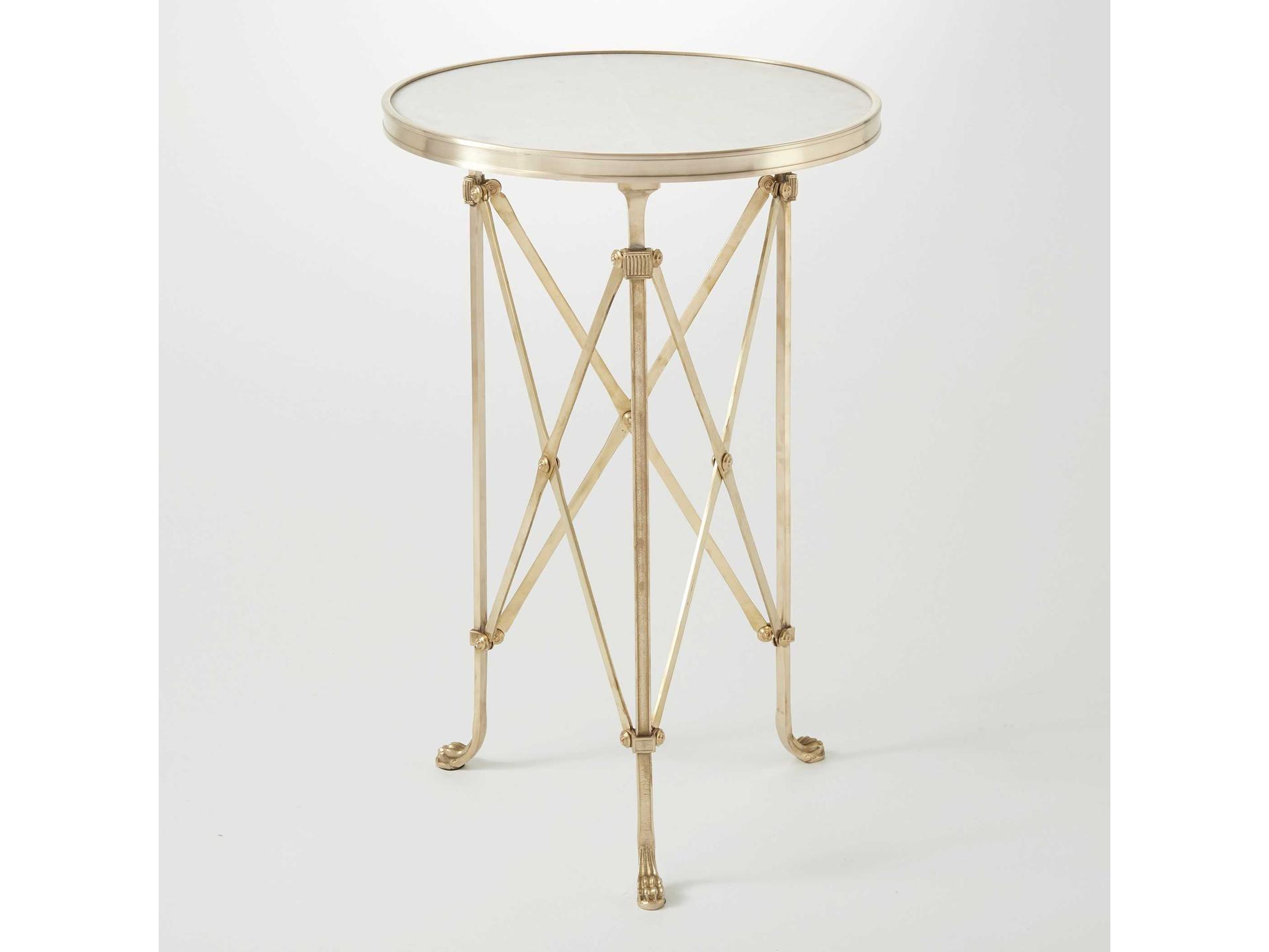 Global Views Directoire Round Marble Brass End Table — French Inspired ...