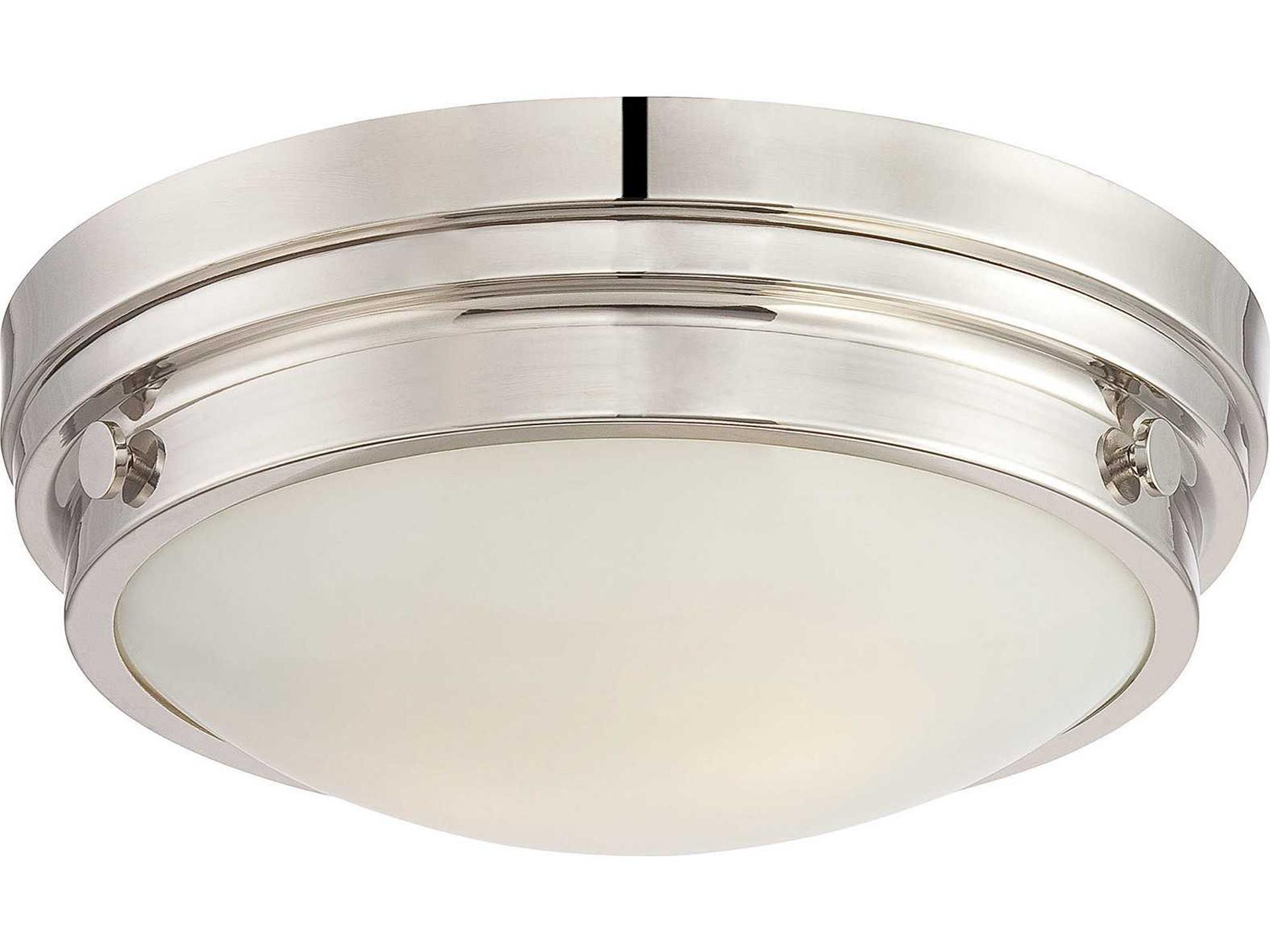 Savoy House Lucerne 2-Light Polished Nickel Flush Mount — White Glass ...