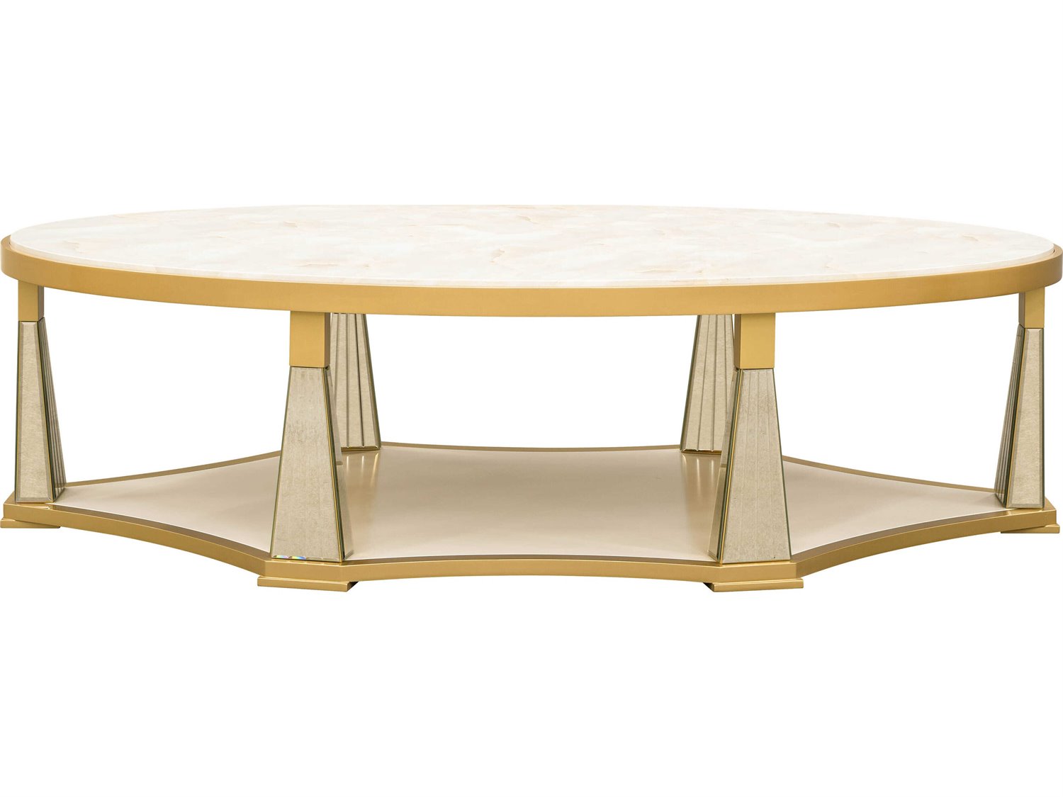 Michael Amini Scotts Square Oval Wood Light Champagne Coffee Table ...