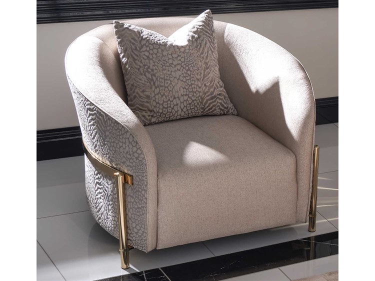 Michael Amini Lisbon - Opal Beige Fabric Accent Chair | AICLFRLSBN835OPL806