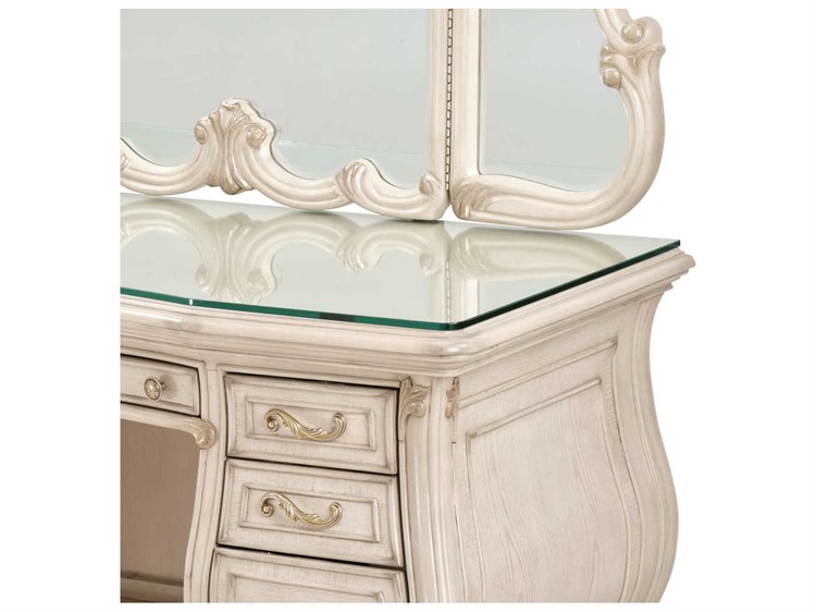 Michael Amini Platine De Royale Champagne Poplar Wood Vanity Table with ...