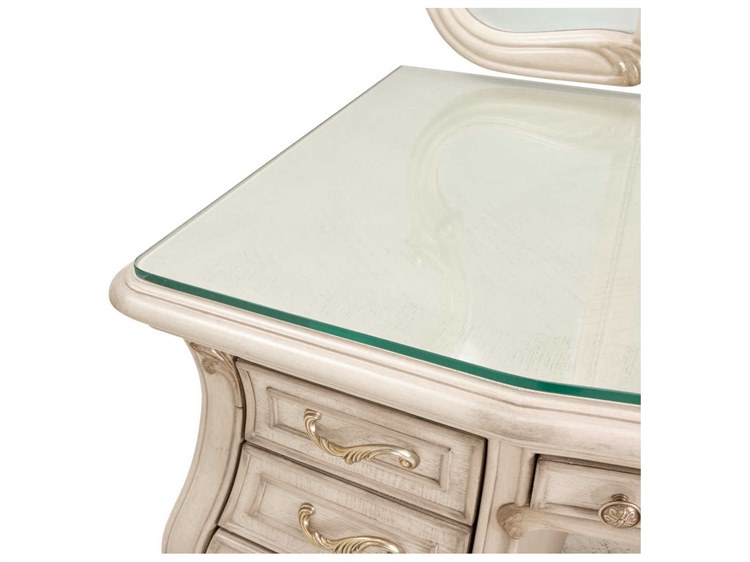 Michael Amini Platine De Royale Champagne Poplar Wood Vanity Table with ...