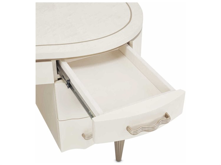 Michael Amini London Place Creamy Pearl White Poplar Wood Executive ...