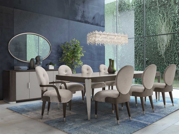 Michael Amini Roxbury Park Rectangular Wood Slate Dining Table ...