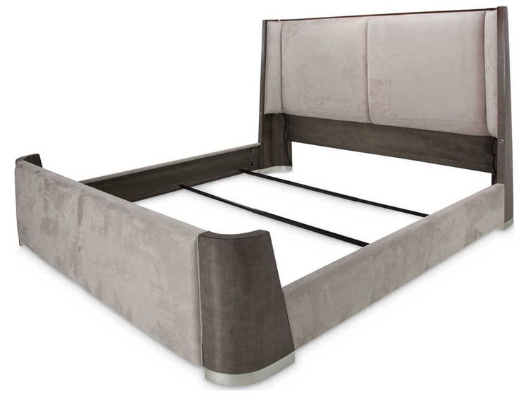 Michael Amini Roxbury Park Cement Gray Upholstered King Panel Bed ...