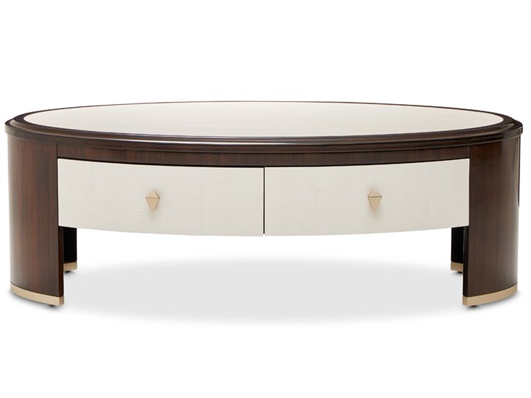 Michael Amini Paris Chic Oval Marble Coffee Table | AICNF9003201409