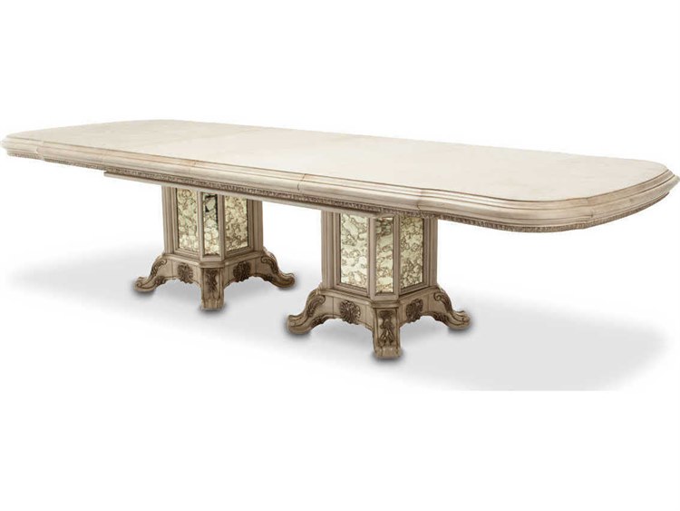 Michael Amini Platine De Royale Rectangular Wood Champagne Dining Table ...
