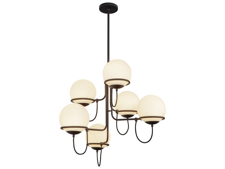 Alora Mood Alba 6-Light Matte Black Globe Chandelier | AMOCH458632MBOP