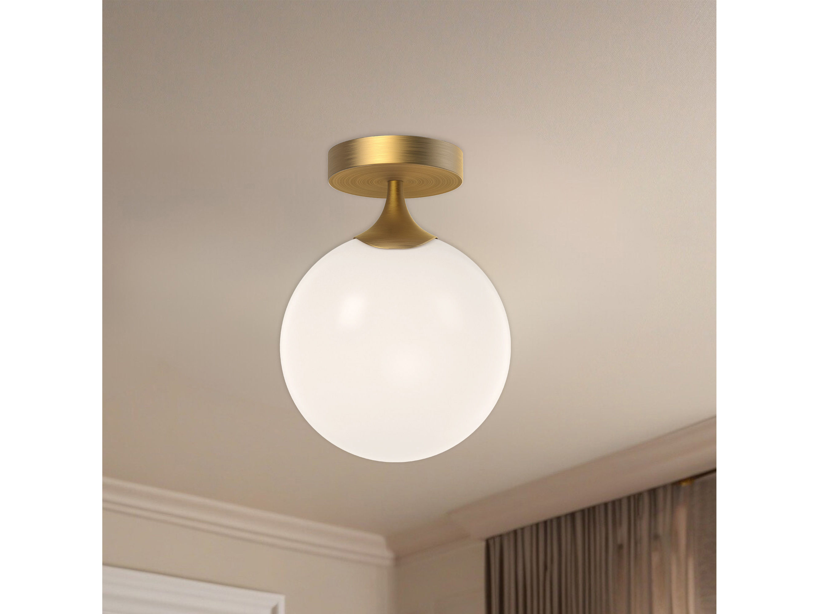 Alora Mood Nouveau 1-Light Aged Gold Globe Flush Mount | AMOFM505108AGOP