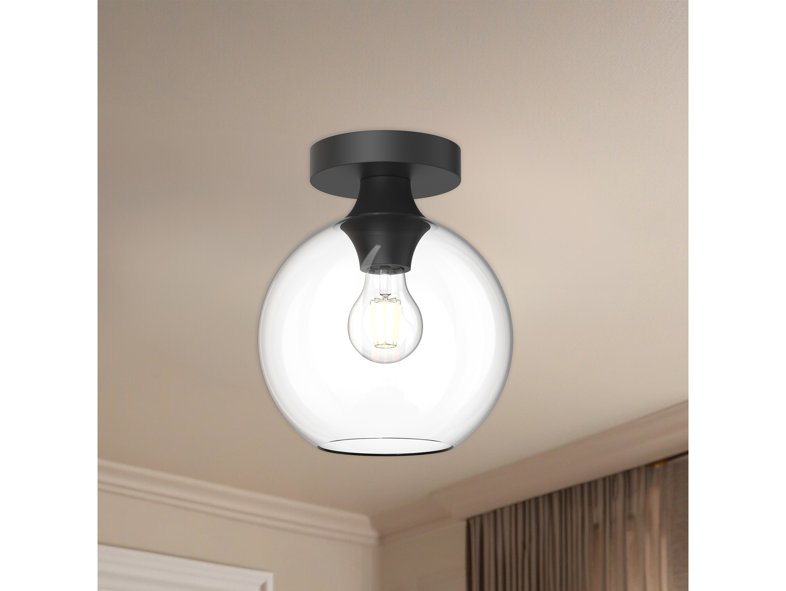 Alora Mood Castilla 1-Light Matte Black Globe Flush Mount | AMOFM506108MBCL