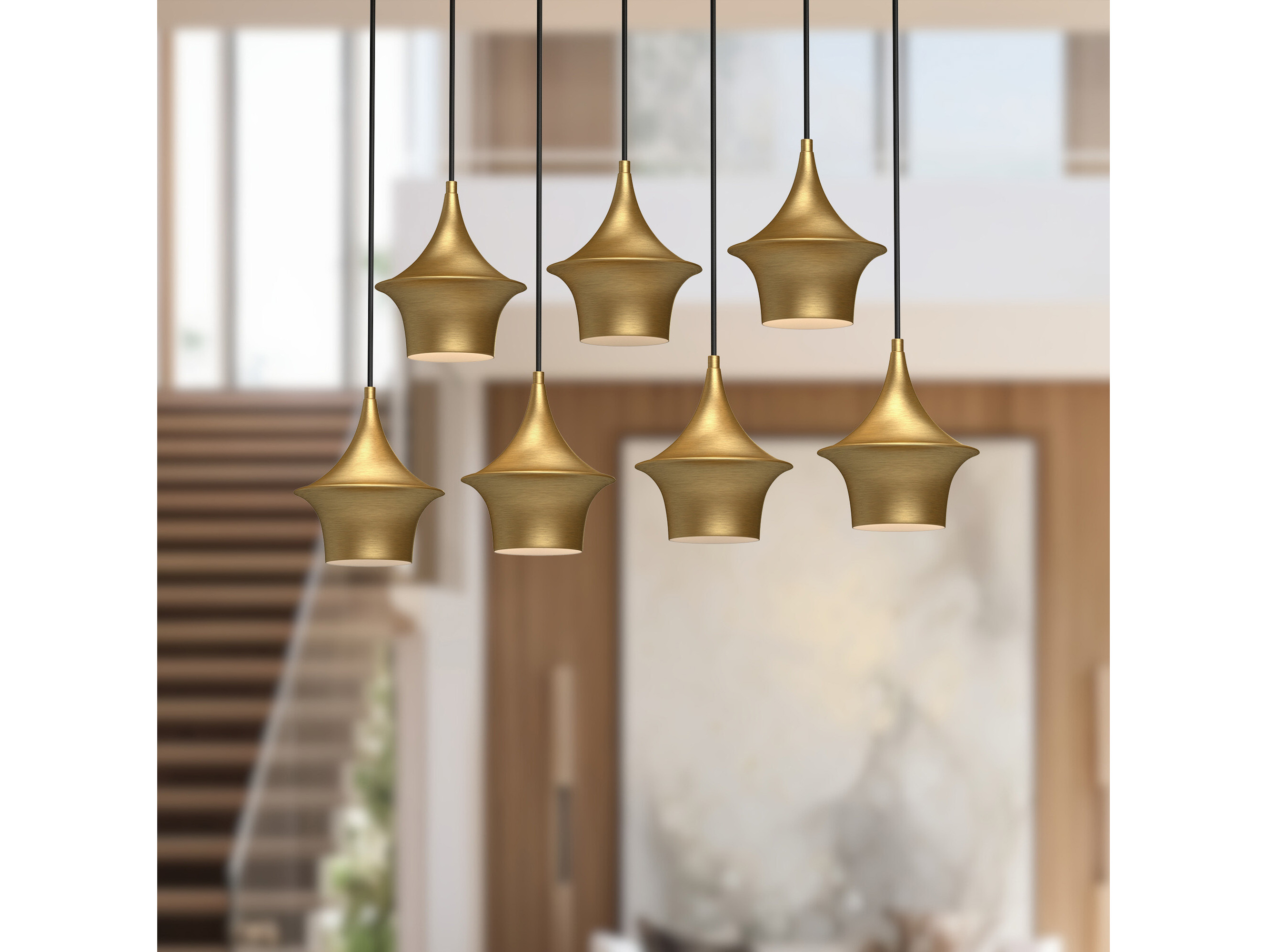 Alora Mood Emiko 7-Light Brushed Gold Geometric Island Pendant ...