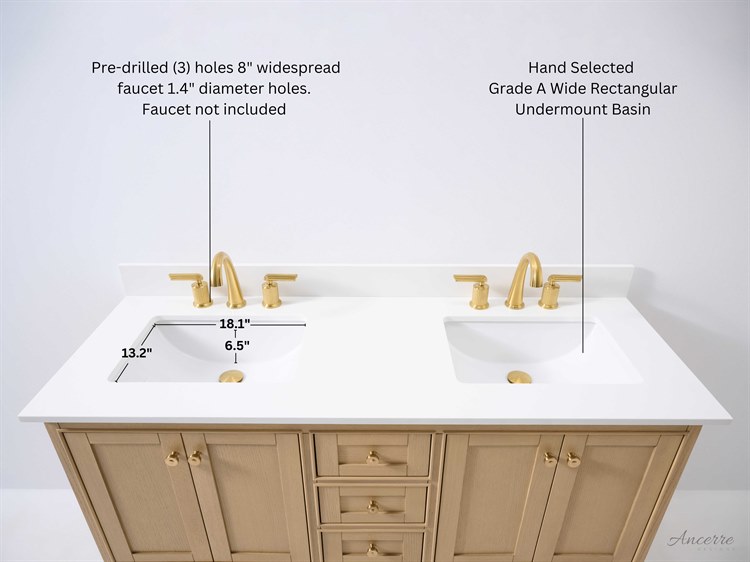 Ancerre Designs Audrey Oak 66" Vanity | ANCVTSAUDREY66OAK