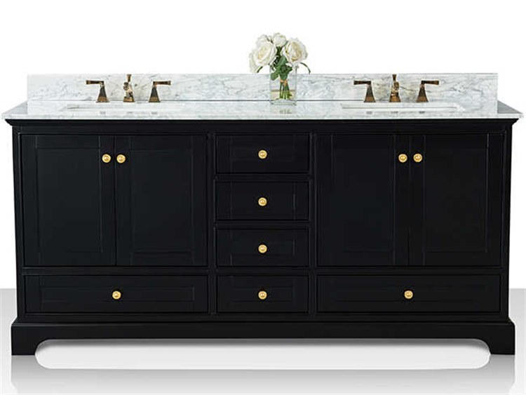 Ancerre Designs Audrey Black Onyx 72" Vanity | ANCVTSAUDREY72BO