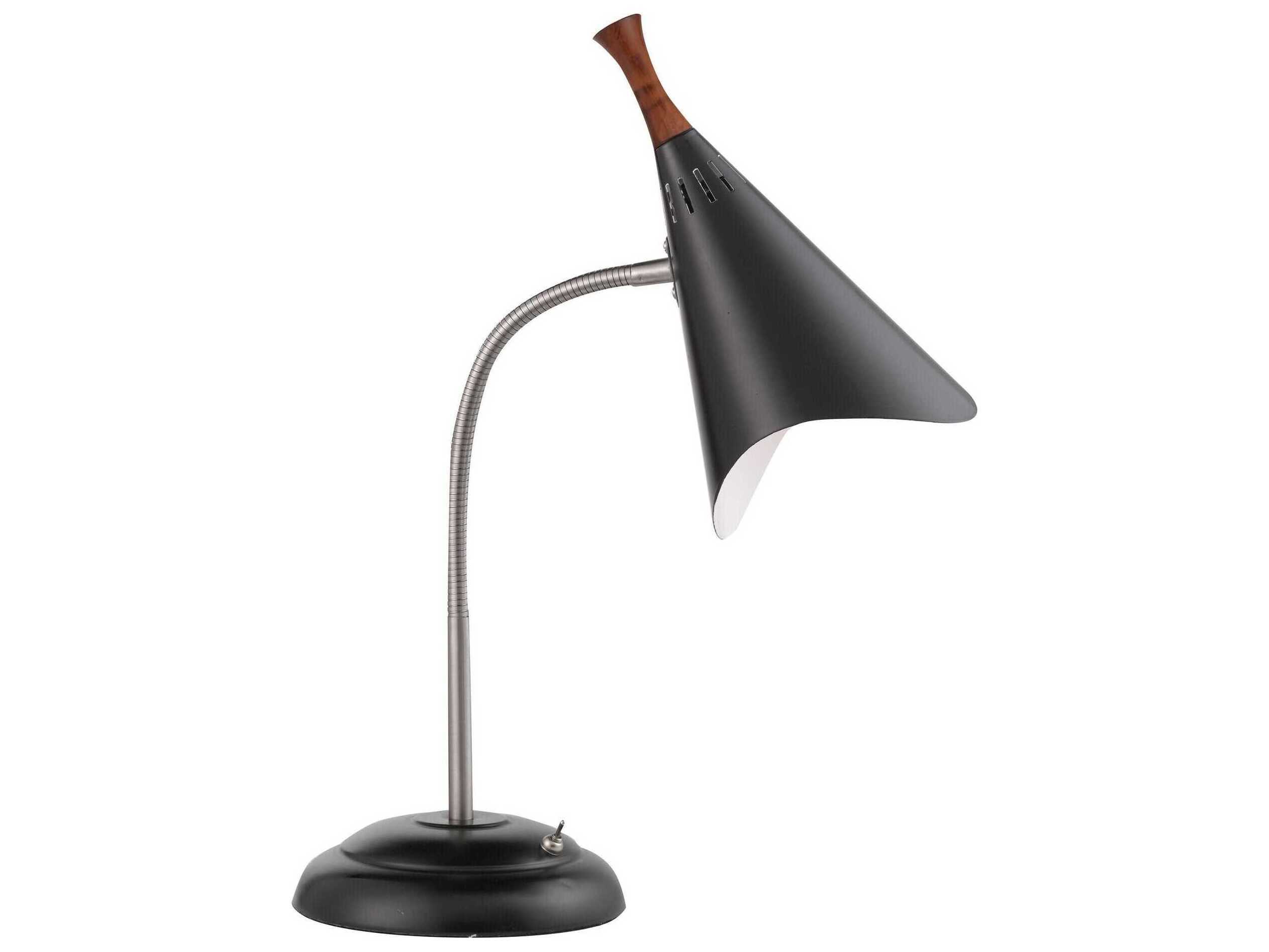 Adesso Draper Brushed Steel Black Painted Metal Desk Lamp - CM Interiors