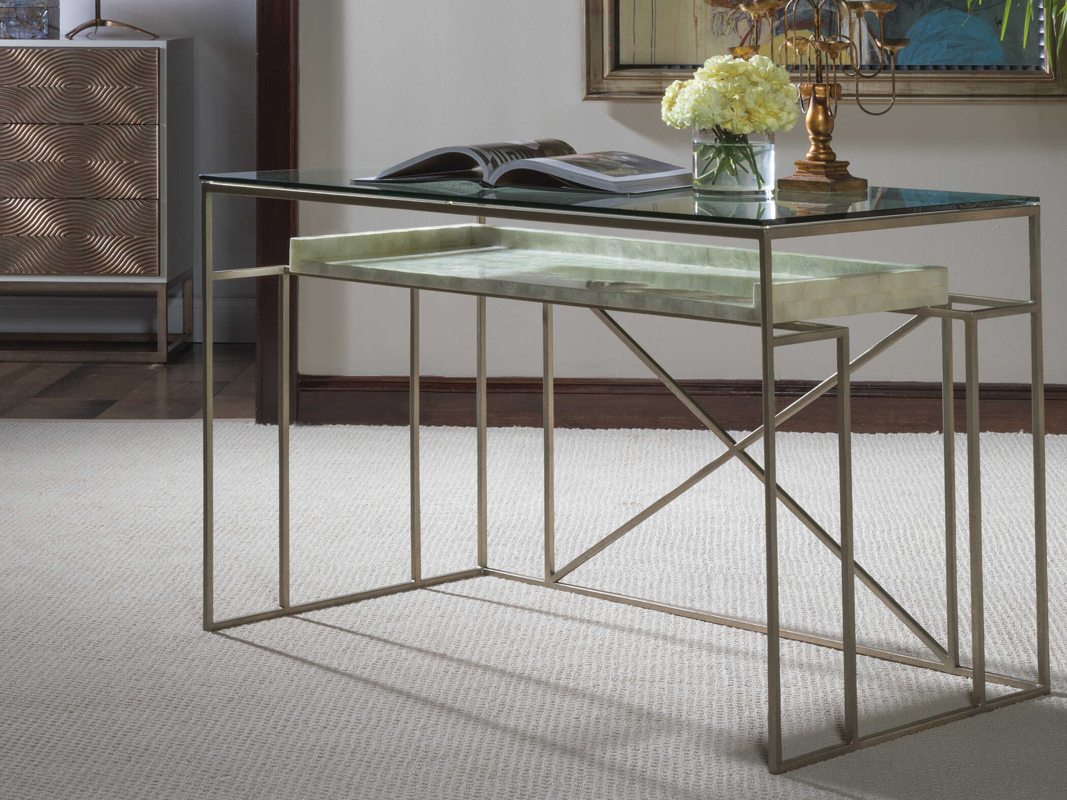 Artistica Cumulus Champagne Gray Writing Desk | ATS2156933C