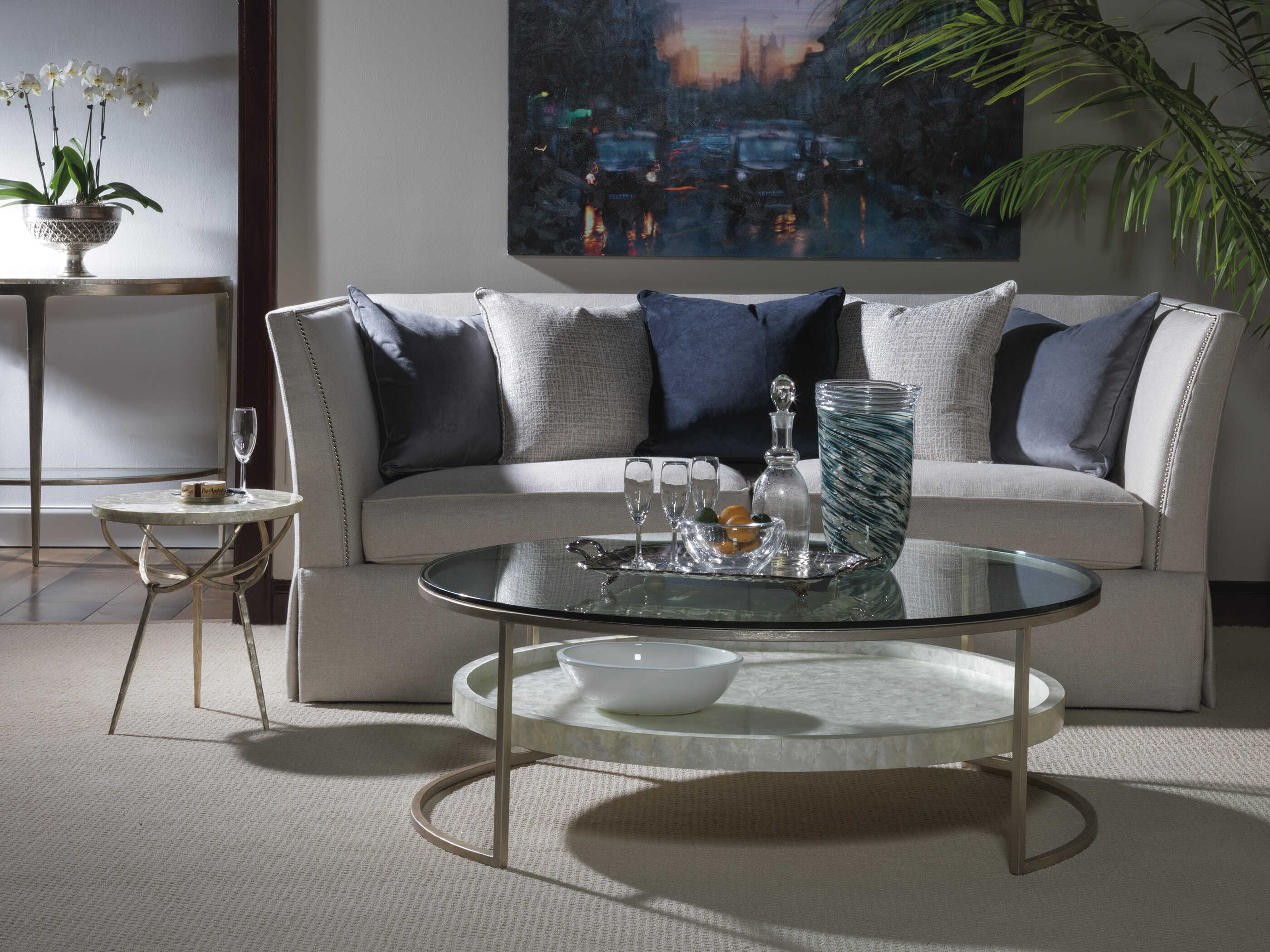 Artistica Cumulus Round Glass Champagne Coffee Table | ATS2156941C