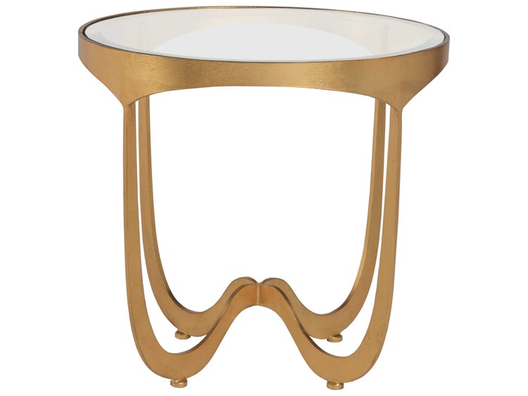 Artistica Metal Designs Sophie Round Glass Gold Leaf End Table ...