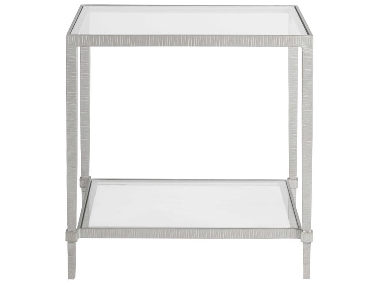Artistica Metal Designs Claret Rectangular Glass Argento End Table ...