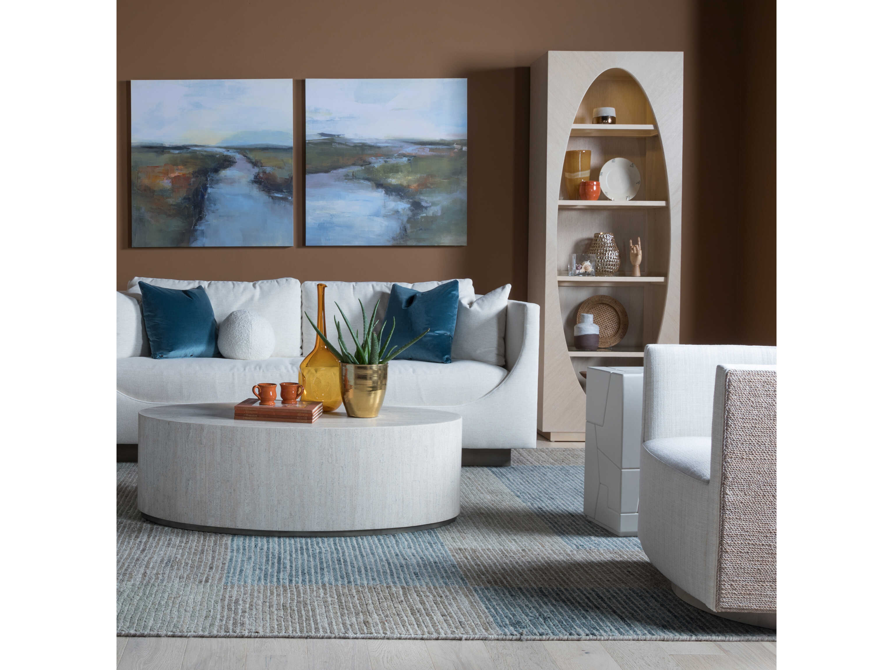 Artistica Cassio Oval Wood Creamy White Coffee Table | ATS012317949