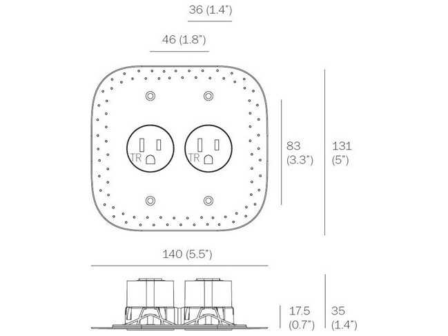 Bocci 22-Series Drywall Two-Plug 15A Tamper Resistant Outlet Assembly ...