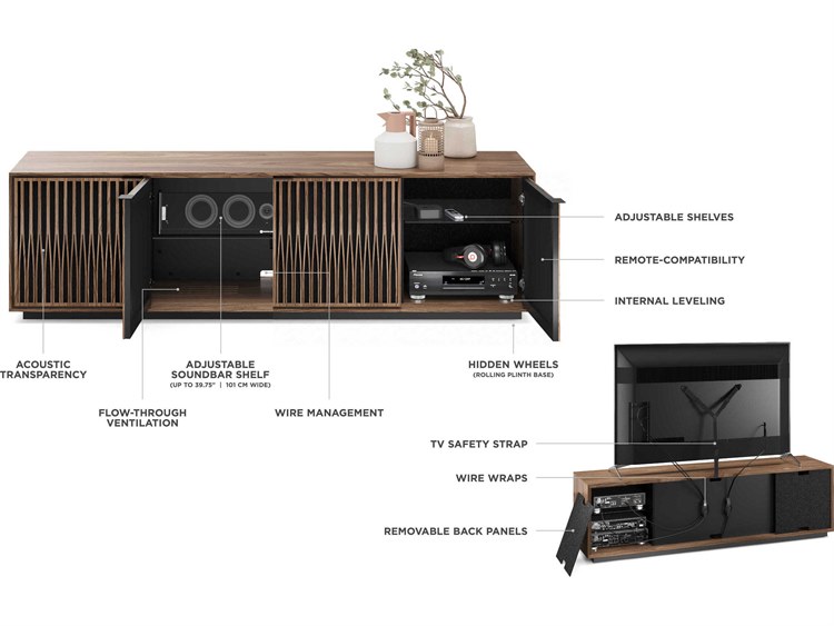 BDI Elements 82" Hardwood Natural Walnut Media Console | BDI8703TUWL