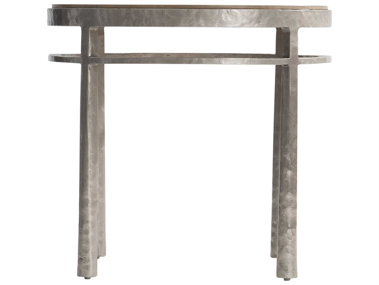 Bernhardt Aventura Round Wood Marcona Frosted Nickel End Table | BH318125