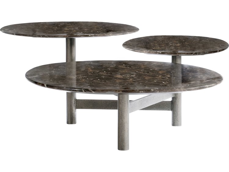 Bernhardt Nez Round Brown Emperador Marble Graphite Cocktail Table ...