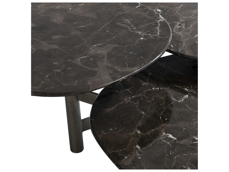 Bernhardt Nez Round Brown Emperador Marble Graphite Cocktail Table ...