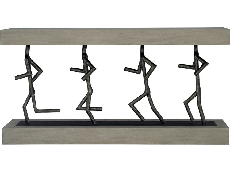 Bernhardt Theo Rectangular Wood Cerused Greige Black Console Table | BH379910