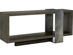 Bernhardt Linea Rectangular Cerused Charcoal Textured Graphite Metal Console Table | BH384912B