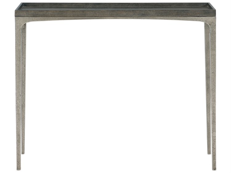 Bernhardt Linea Rectangular Cerused Charcoal Textured Graphite Metal Console Table | BH384912B