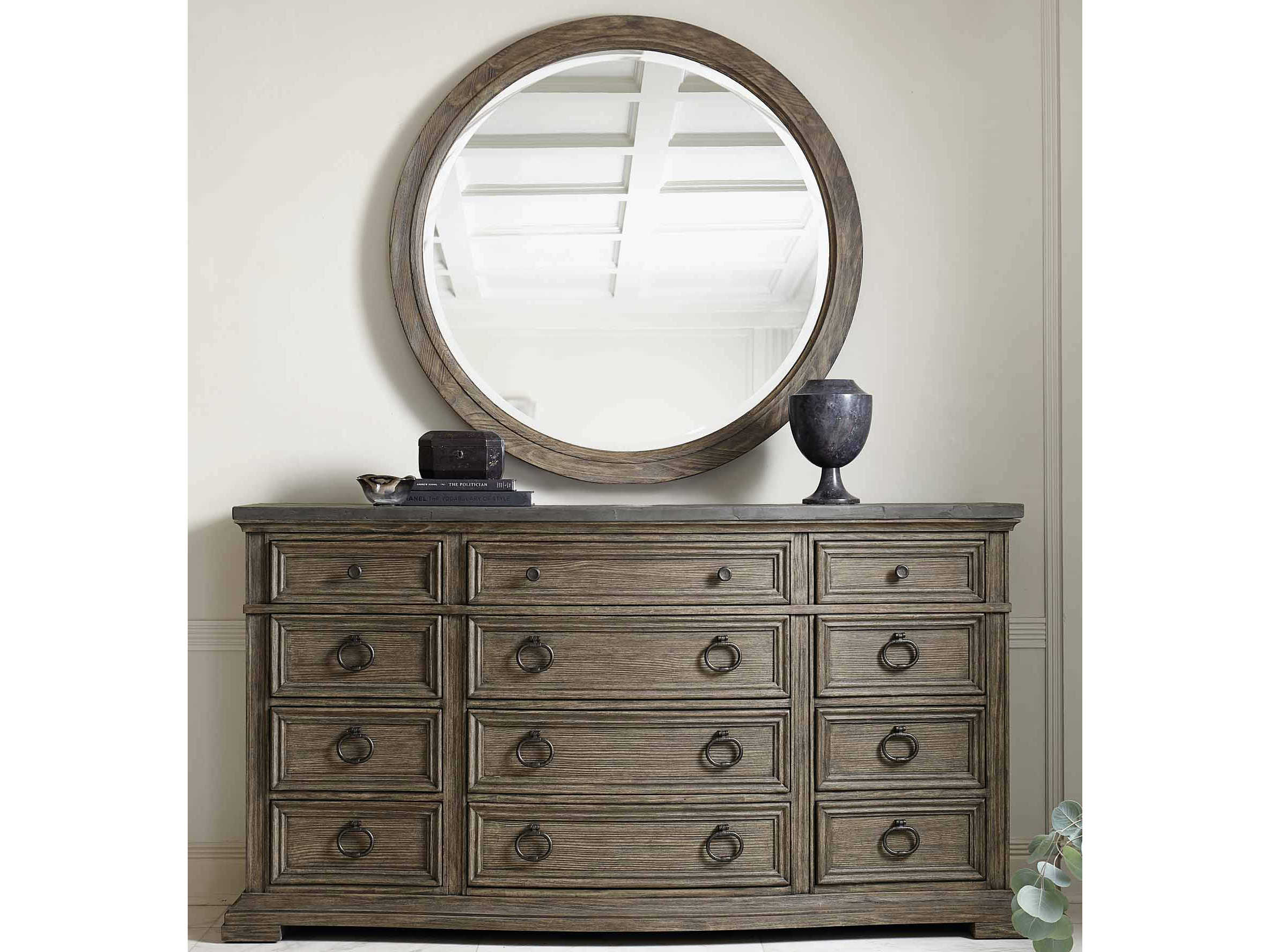 Bernhardt Canyon Ridge Desert Taupe 44'' Wide Round Wall Mirror | BH397333