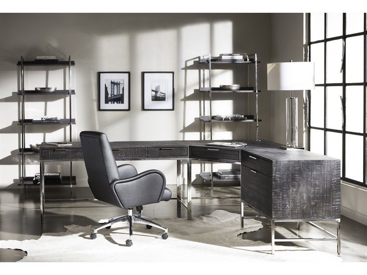 Bernhardt Logan Square Coleman Cinder Gray Mist Black Pine Wood Corner ...