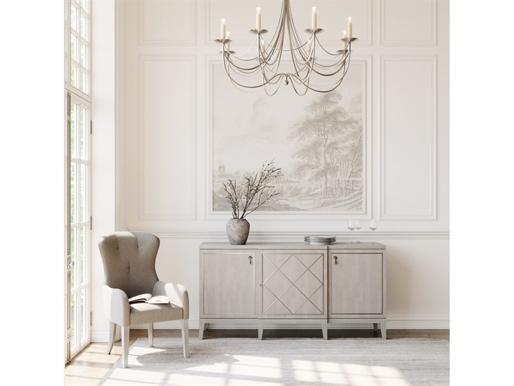 Bernhardt Cornelia Gray Upholstered Arm Dining Chair | BH331542