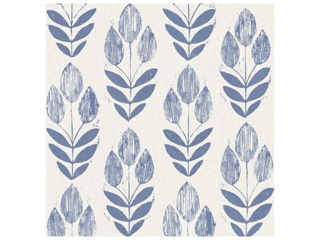 Brewster Home Fashions Beacon House Scandinavian Blue Block Print Tulip ...