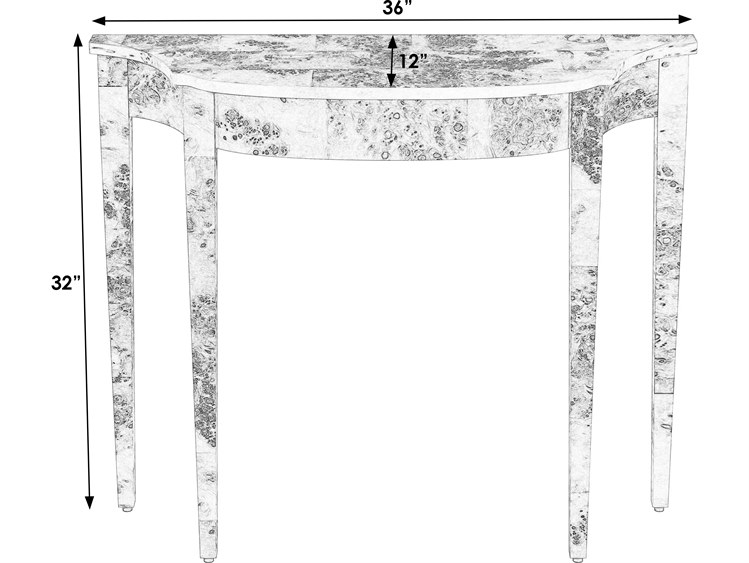 Butler Chester Demilune Wood Traditional Burl Console Table | BT4116442