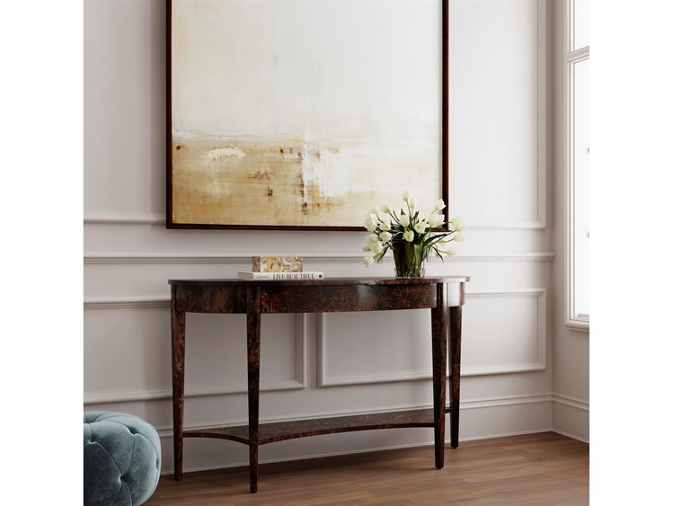 Butler Astor Demilune Wood Dark Burl Console Table | BT4146446