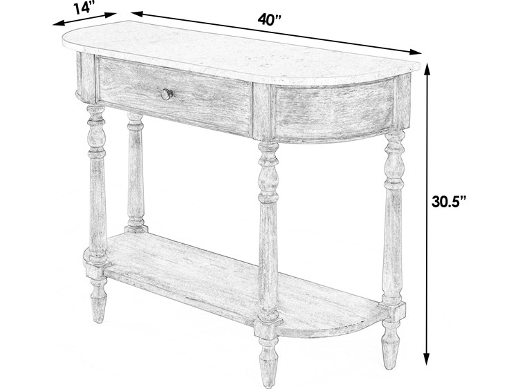 Butler Danielle Demilune Marble Rustic Gray Console Table | BT5517329
