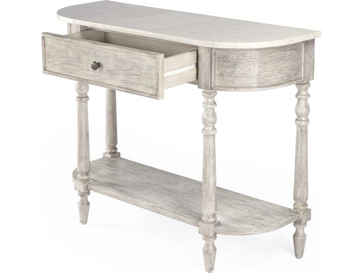Butler Danielle Demilune Marble Rustic Gray Console Table | BT5517329