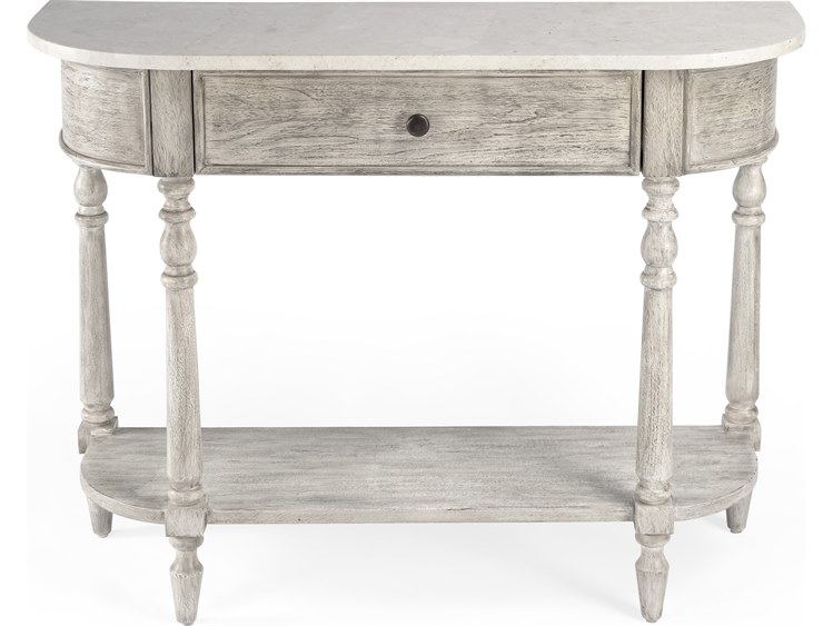Butler Danielle Demilune Marble Rustic Gray Console Table | BT5517329
