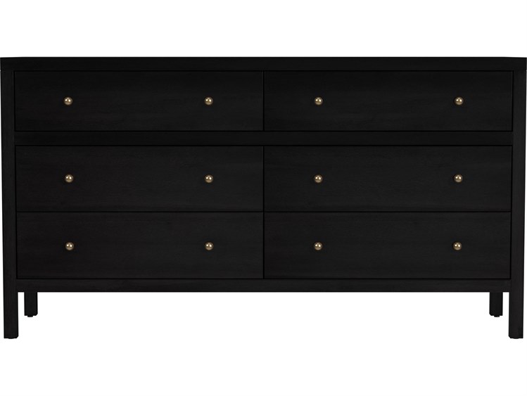 Butler Nora 6-Drawers Black Acacia Wood Double Dresser | BT5733451