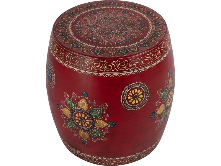 Butler Imani Round Metal Red Hand Painted End Table | BT5833290
