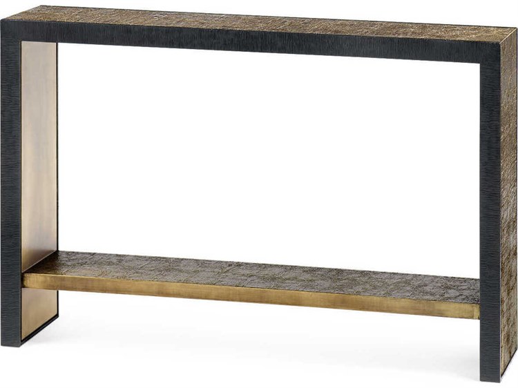 Villa & House Rectangular Metal Antique Brass Dark Bronze Console Table ...
