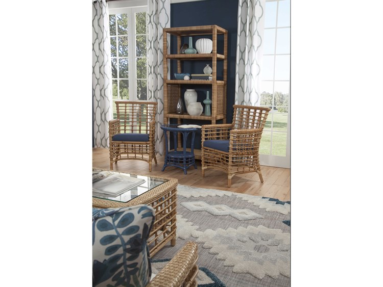Braxton Culler Bridgehampton Rattan Brown Upholstered Arm Dining Chair ...