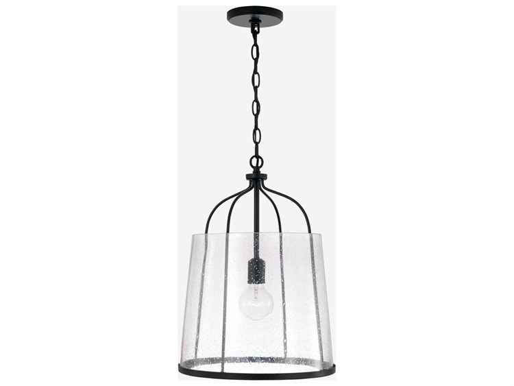 Capital Lighting Madison 1-Light Matte Black Glass Empire Pendant ...