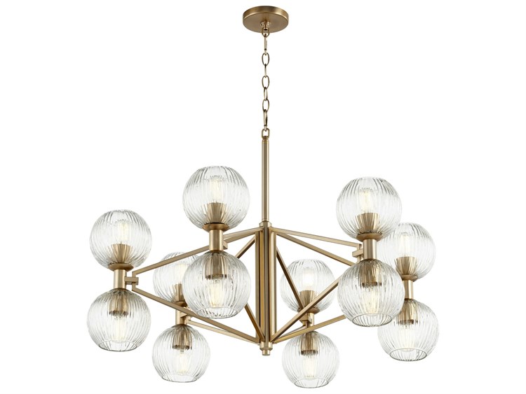 Cyan Design 12-Light Aged Brass Glass Globe Chandelier | C310963
