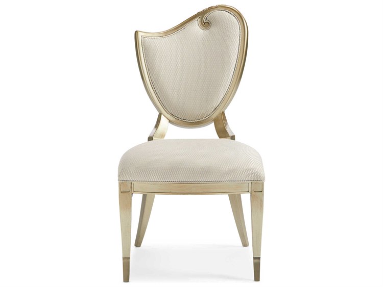 Caracole Fontainebleau Left Side Hardwood White Upholstered Dining ...